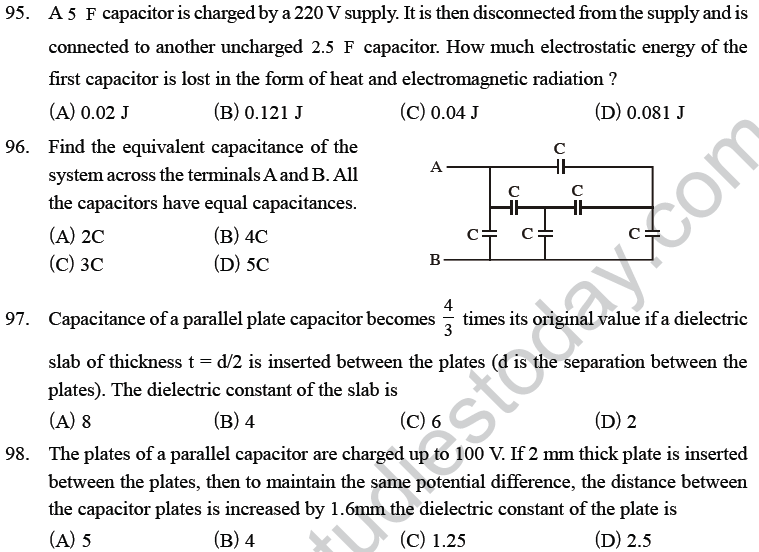NEET UG Physics Electrostatics MCQs with Answers
